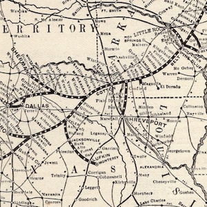 1905 Antique Cotton Belt Route Railway System Map St Louis Southwestern ...