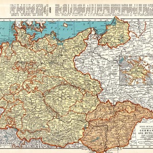1940 Map of Germany Vintage 1930s Germany and Hungary Atlas Map Gallery ...