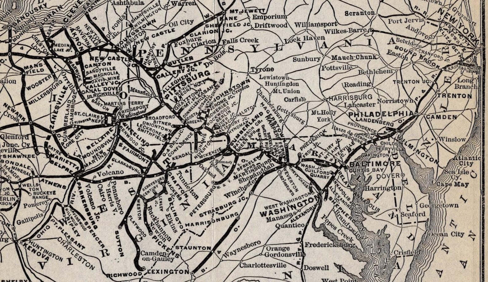 1915 Antique BALTIMORE AND OHIO Railroad Map B and O Railway Map ...