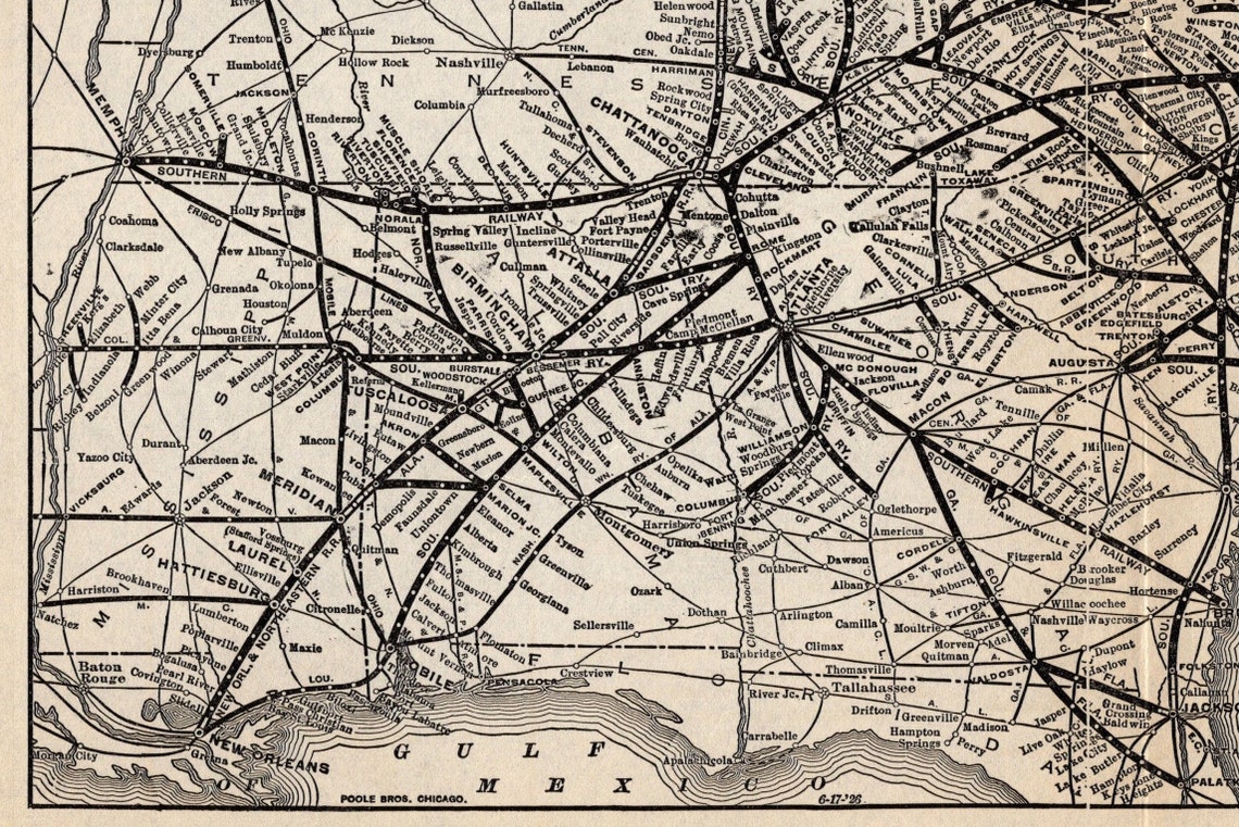 1926 Antique Southern Railway System Map Vintage Railroad Map - Etsy