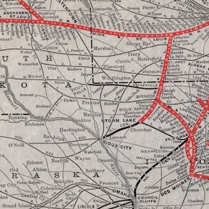 1920 Antique Minneapolis and St Louis Railroad Map Peoria Gateway Line ...