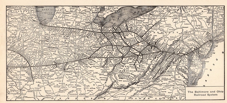 1914 Antique B & O RAILROAD Map Baltimore and Ohio Railway Map - Etsy