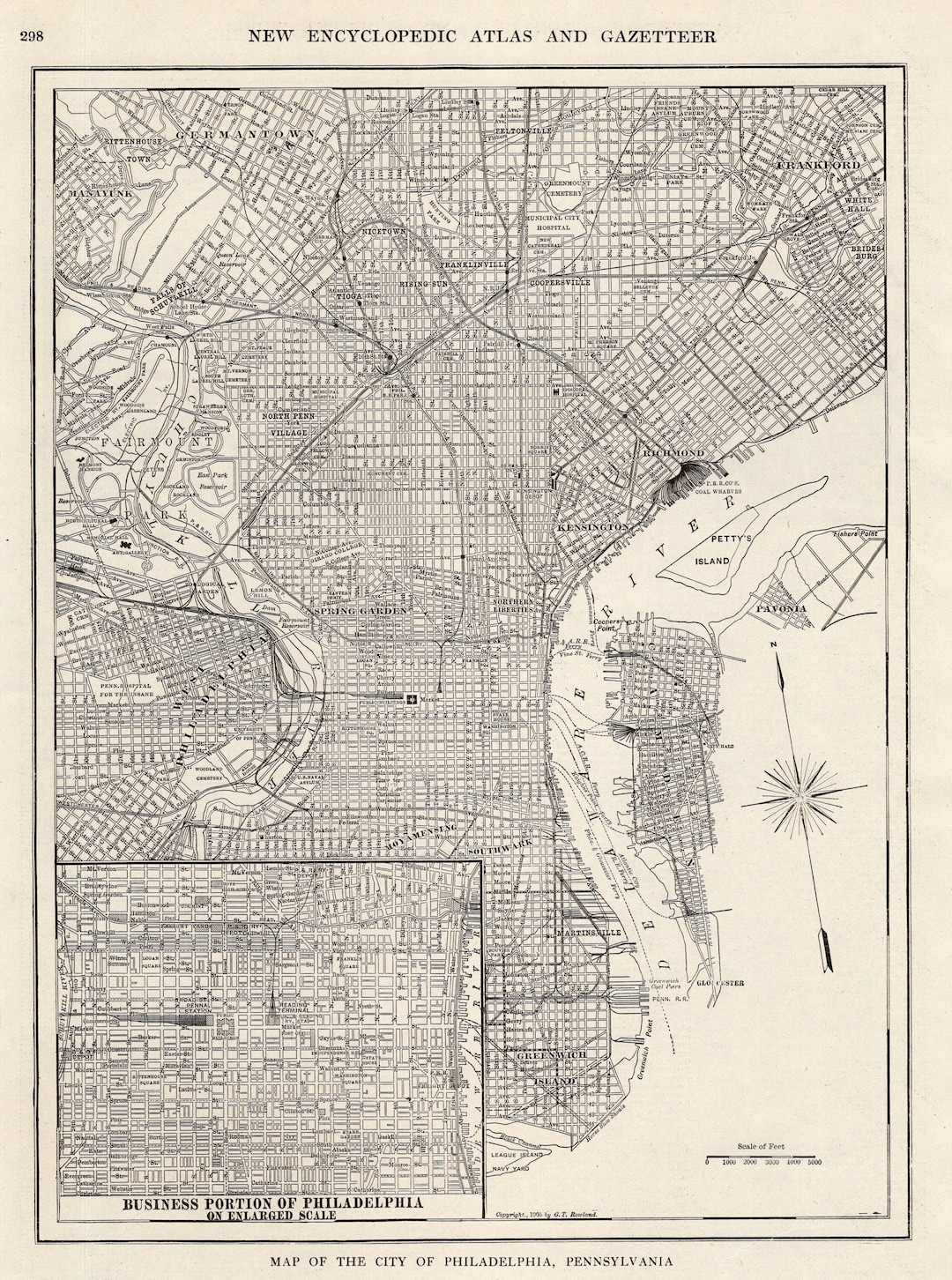 1905 Antique PHILADELPHIA Street Map of Philadelphia Pennsylvania Atlas ...