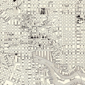 1940 Vintage Baltimore Maryland Street Map of Baltimore City Map Black ...