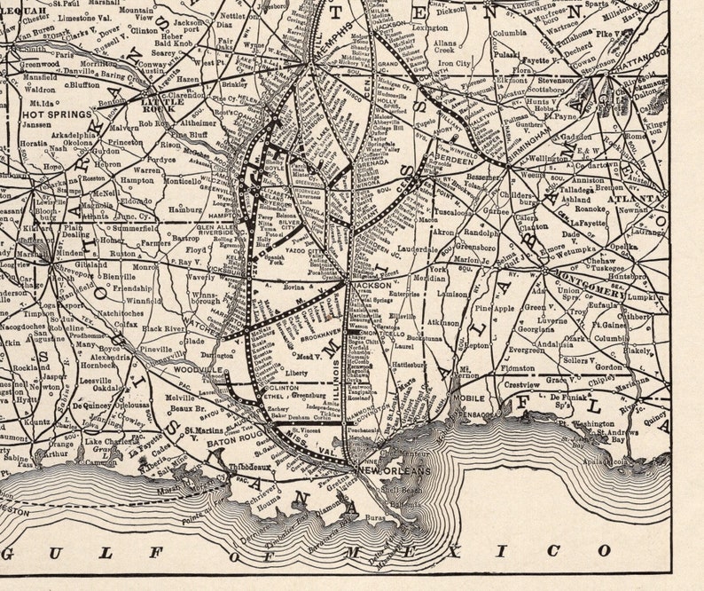 1914 Antique ILLINOIS CENTRAL RAILROAD Map Black and White - Etsy