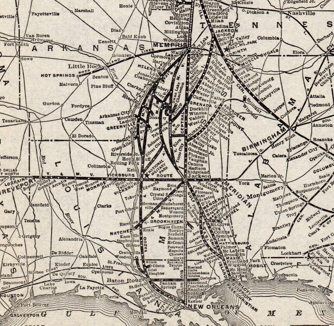 1928 Antique ILLINOIS CENTRAL Railroad Map Vintage Railway Map | Etsy