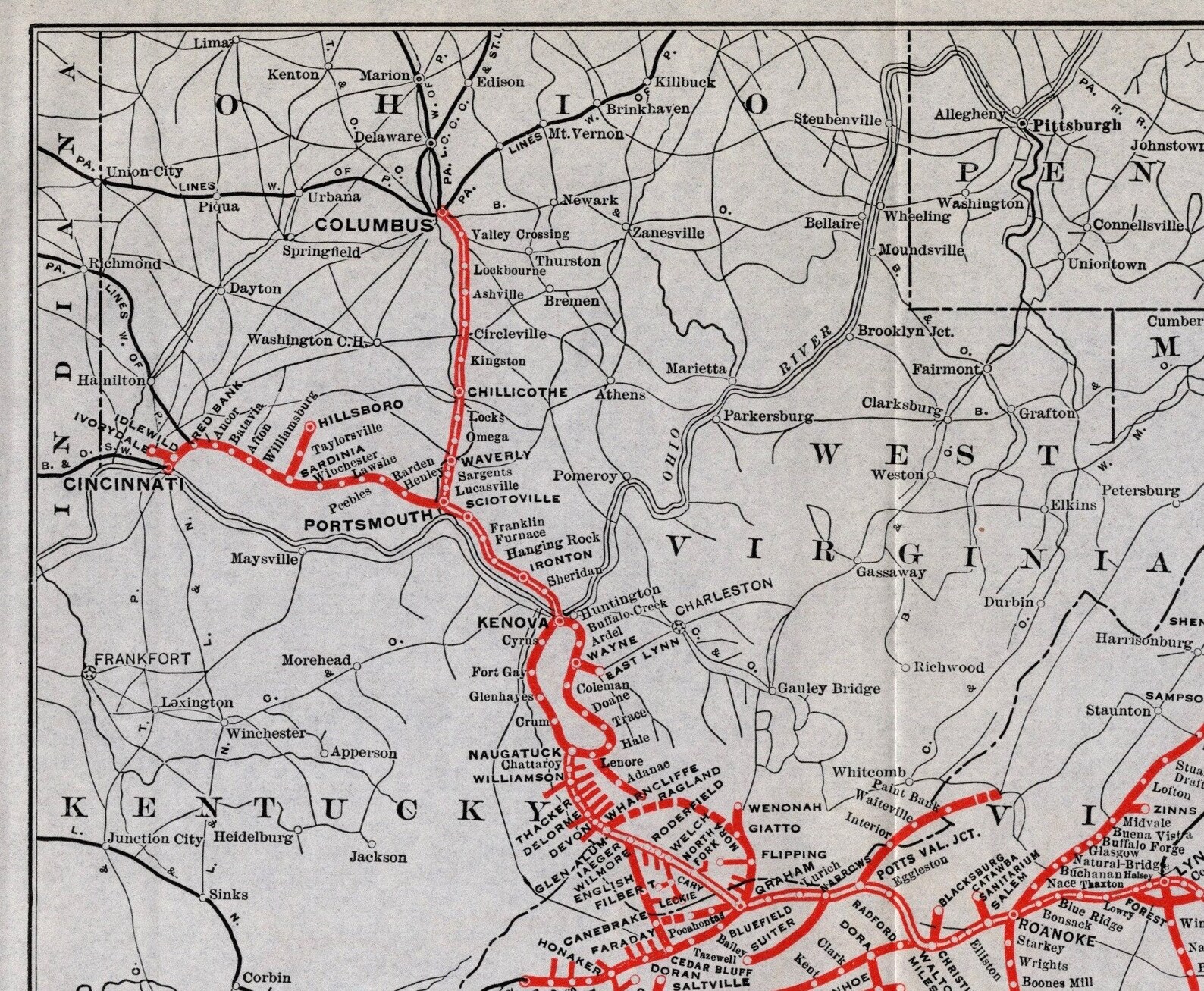 1921 Antique Norfolk and Western Railway System Map Norfolk | Etsy