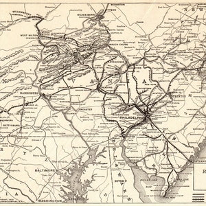 1928 Antique Reading Railroad Map Vintage Railway Map Black - Etsy