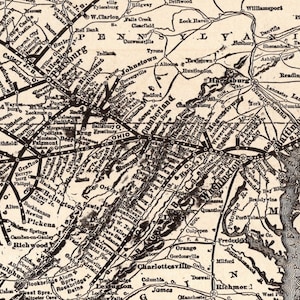 1914 Antique B & O RAILROAD Map Baltimore and Ohio Railway Map Black ...