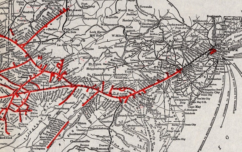 1922 Antique BALTIMORE and OHIO Railroad Map Vintage B and O - Etsy