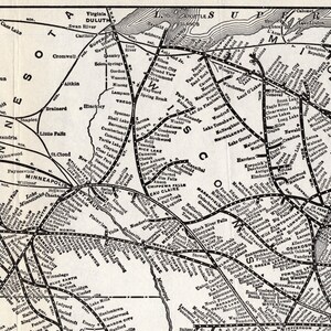 1934 Antique CHICAGO Northwestern RAILROAD Map Chicago Northwestern ...