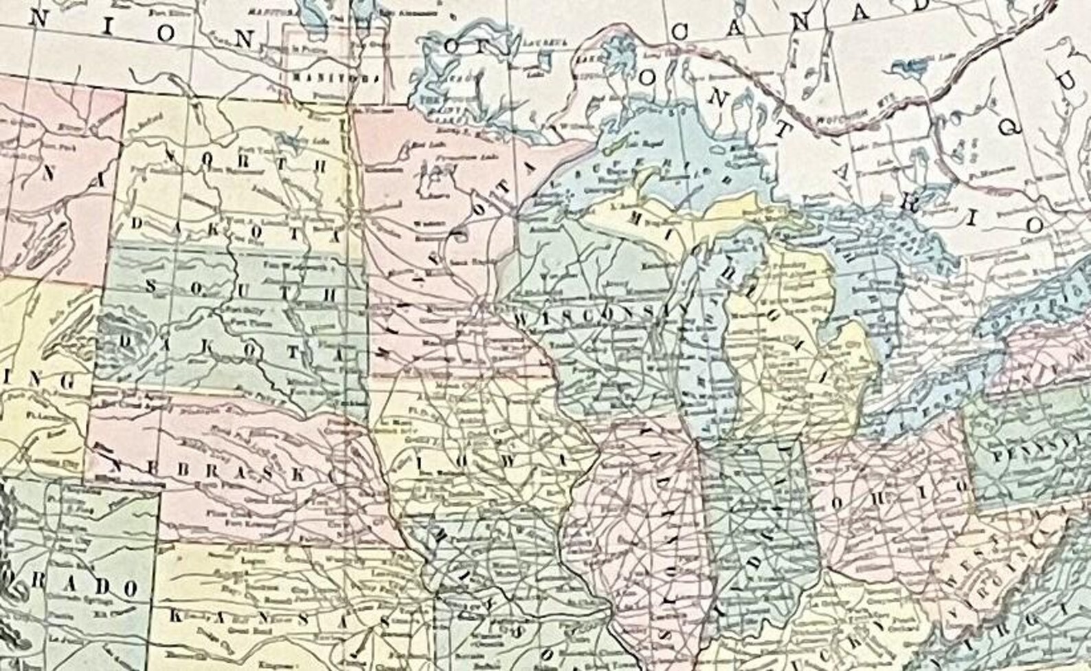 1895 Antique UNITED STATES Map of the Usa Map George Cram Atlas Map ...