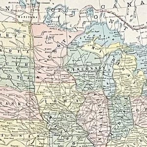 1895 Antique UNITED STATES Map of the Usa Map George Cram Atlas Map ...