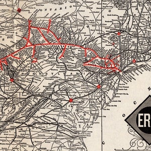 1926 Antique Erie Railroad System Map Collectible Erie Railway Map Birthday Gift for Dad ...
