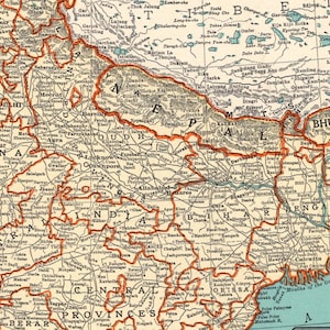 1935 Antique Map of INDIA Vintage India Map Library Decor Gift for ...