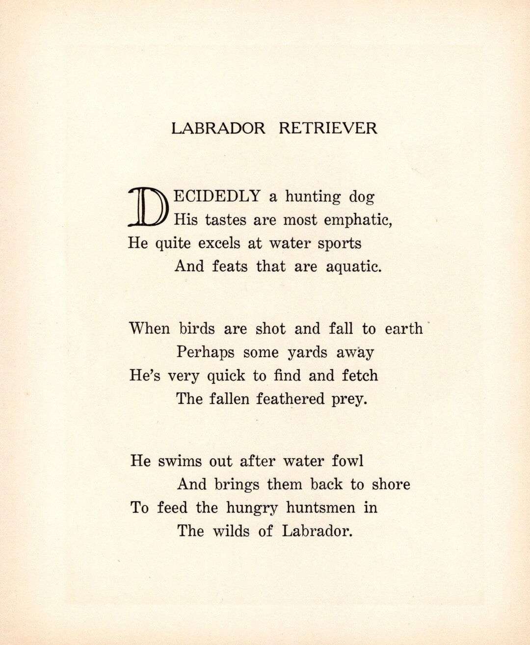 1936 Labrador Retriever Poem Print Vintage Sweet Labrador Retriever Dog ...