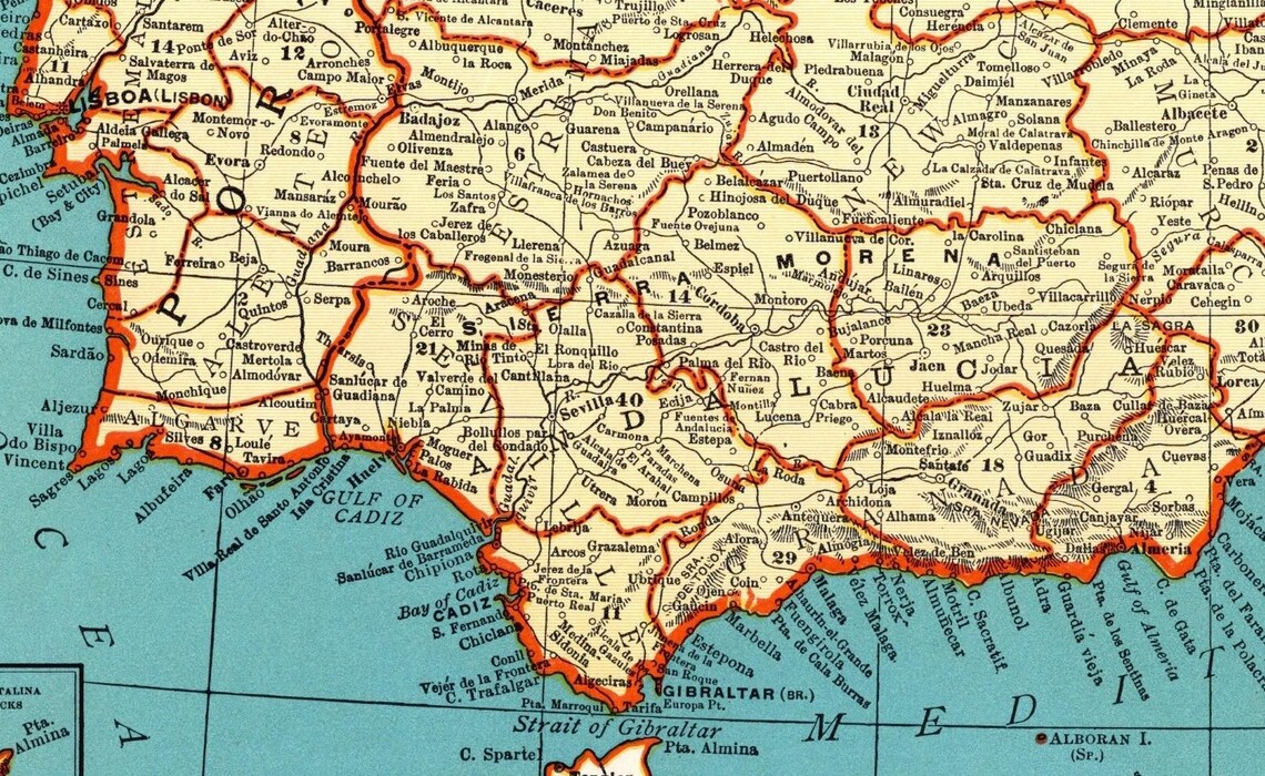 1939 Vintage SPAIN Map Antique Map of Spain and Portugal Gallery Wall ...