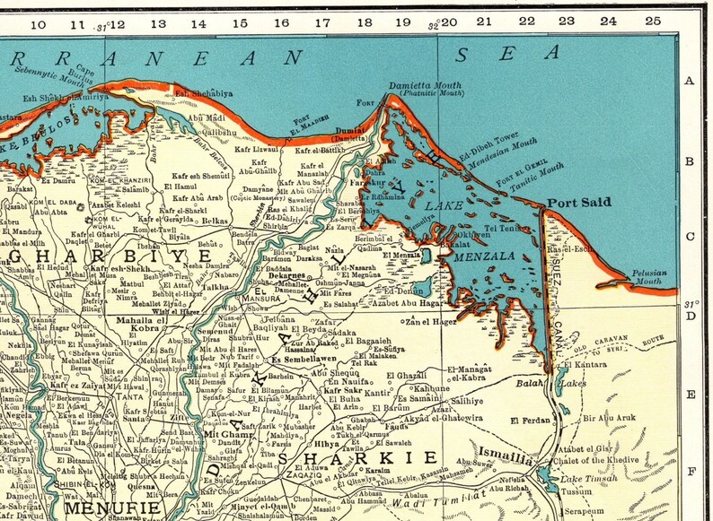 1941 Vintage EGYPT Map Antique Map of Egypt Gallery Wall Art - Etsy
