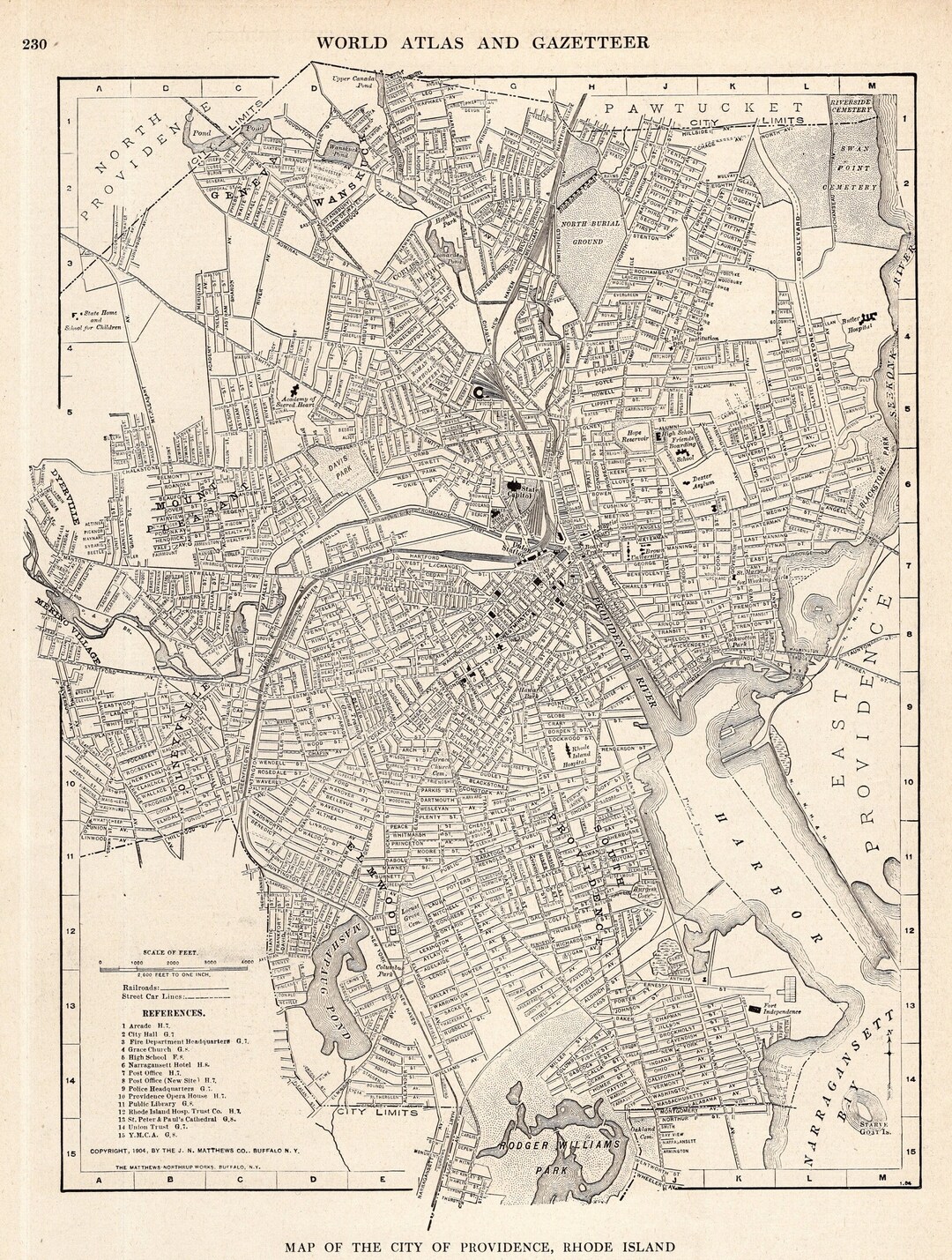 1904 Antique PROVIDENCE Rhode Island Street Map of Providence - Etsy