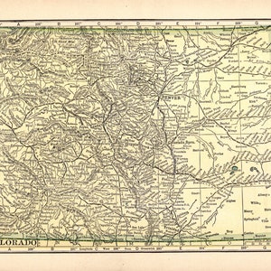 1911 Antique Colorado State Map Vintage Small Map of Colorado Gallery ...