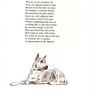1940s Great Dane Poetry Print Wall Art Decor Morgan Dennis Great Dane ...