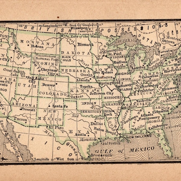 Vintage Usa Map - Etsy