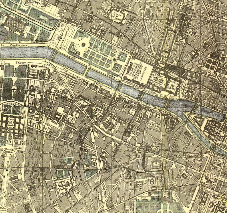 1898 Antique PARIS France Street Map Vintage City Map of Paris | Etsy