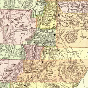 1902 Antique UTAH State Map Vintage Map of Utah Decor Map Gallery Wall ...