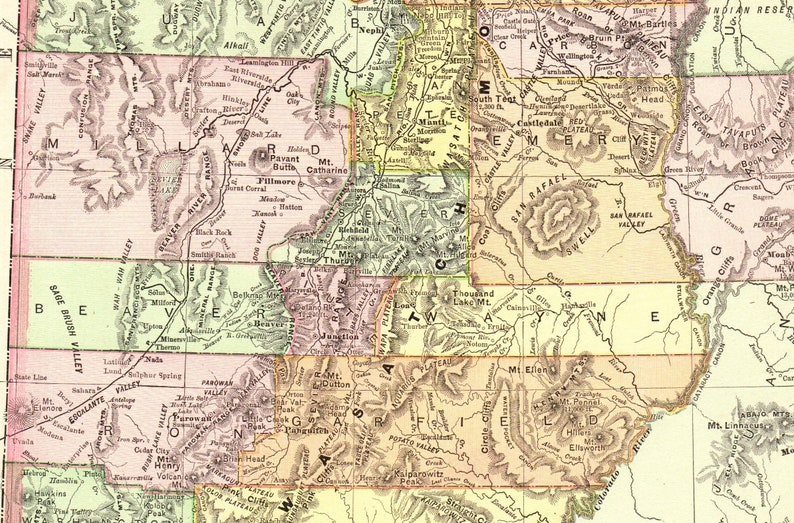 1902 Antique UTAH State Map Vintage Map of Utah Decor Map | Etsy