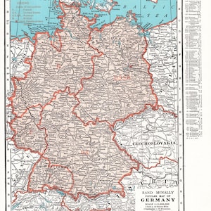 1949 Map of Germany Vintage 1940s Germany Map Occupation Zones Map ...