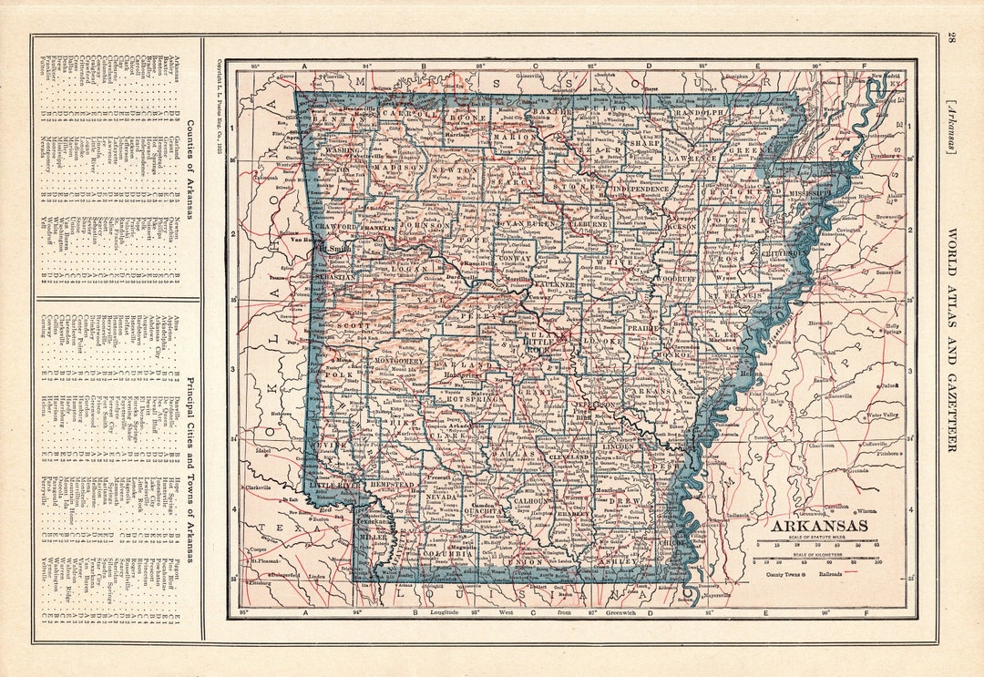 1925 Antique Arkansas State Map Vintage Atlas Map of Arkansas Gallery ...