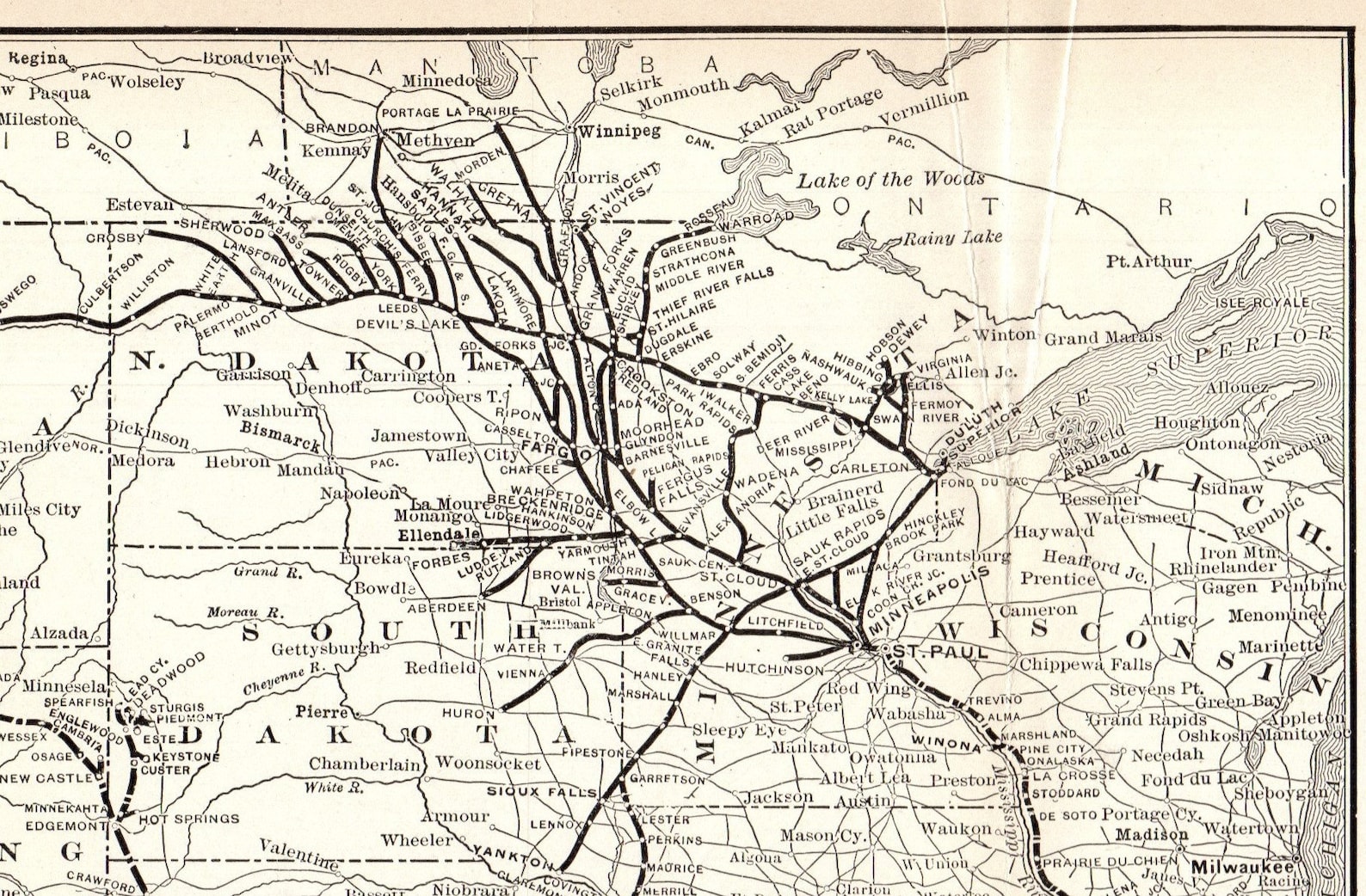 1908 Antique GREAT NORTHERN Railroad Map Chicago Burlington | Etsy