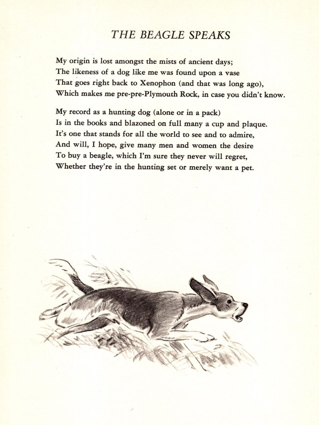 1940s Vintage BEAGLE Poetry Print Wall Art Decor Morgan Dennis Beagle ...