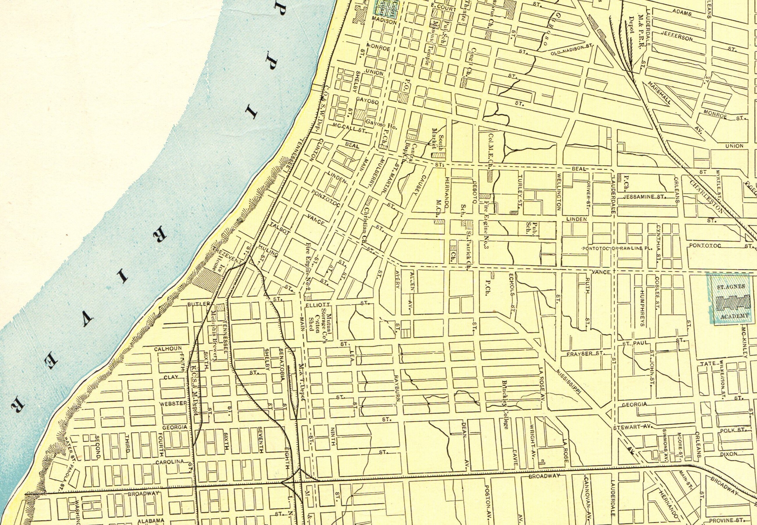 1894 Antique MEMPHIS Tennessee Street Map Memphis City Map de | Etsy