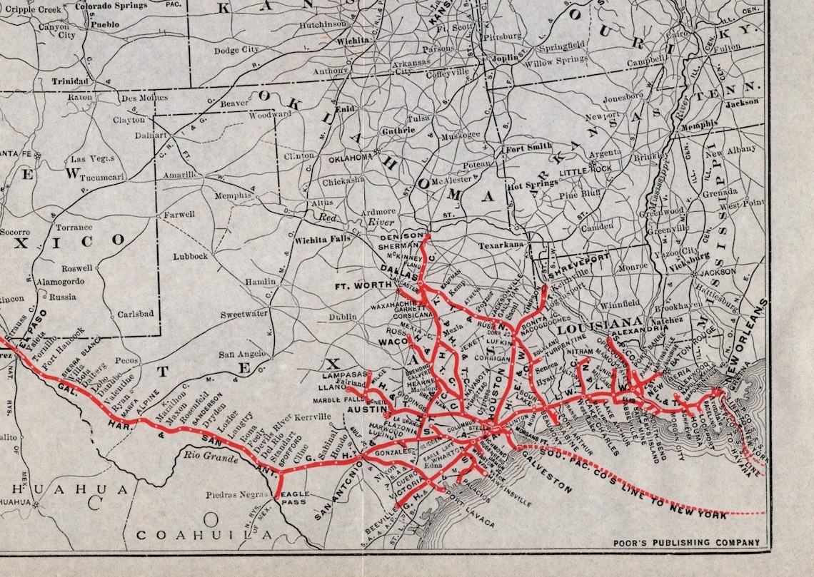 1920 Antique Southern Pacific Railroad System Map Southern - Etsy