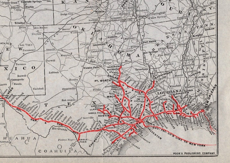 1920 Antique Southern Pacific Railroad System Map Southern - Etsy