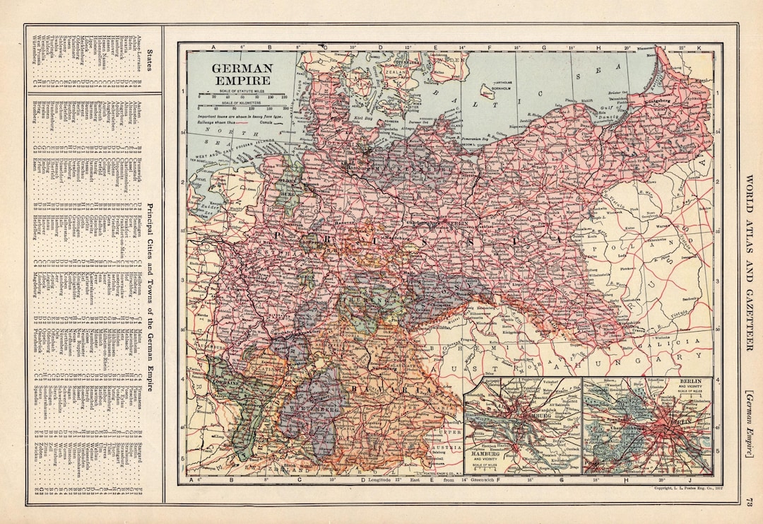 1917 Antique Germany Map of the German Empire Map Wall Decor Germany ...