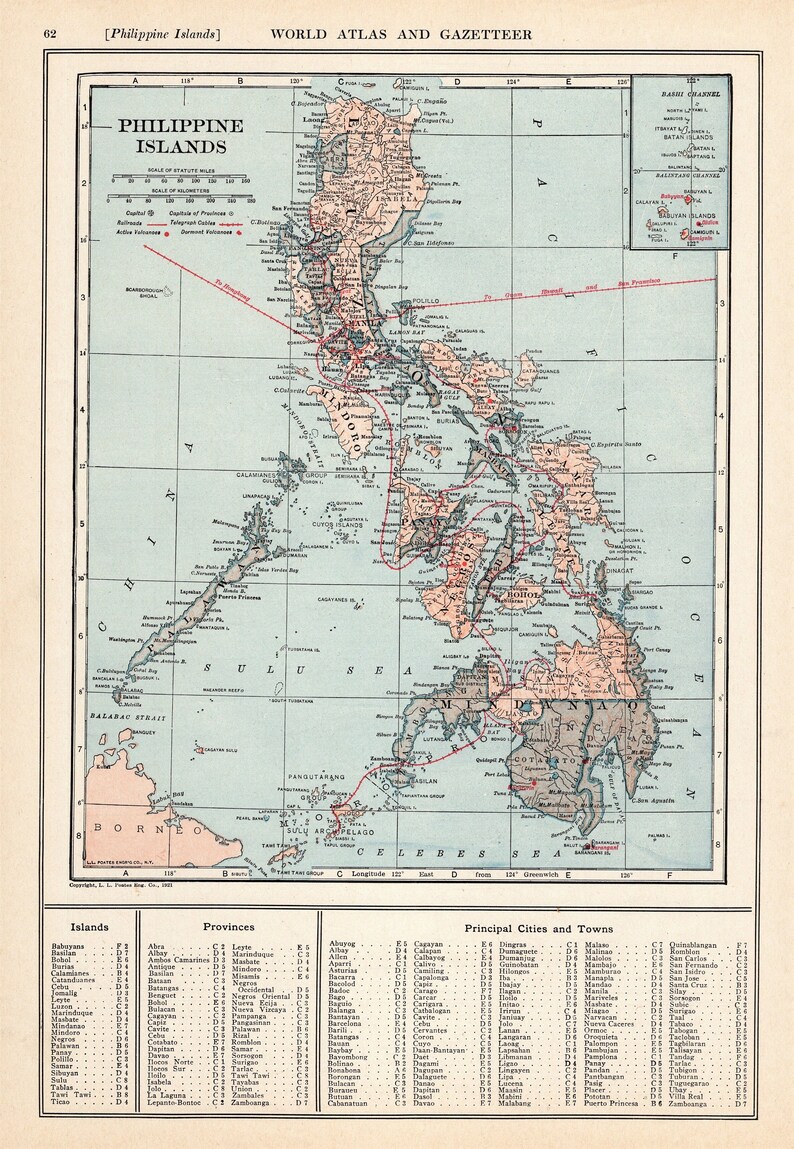 1921 Antique PHILIPPINES Map Vintage Map of the Philippine - Etsy