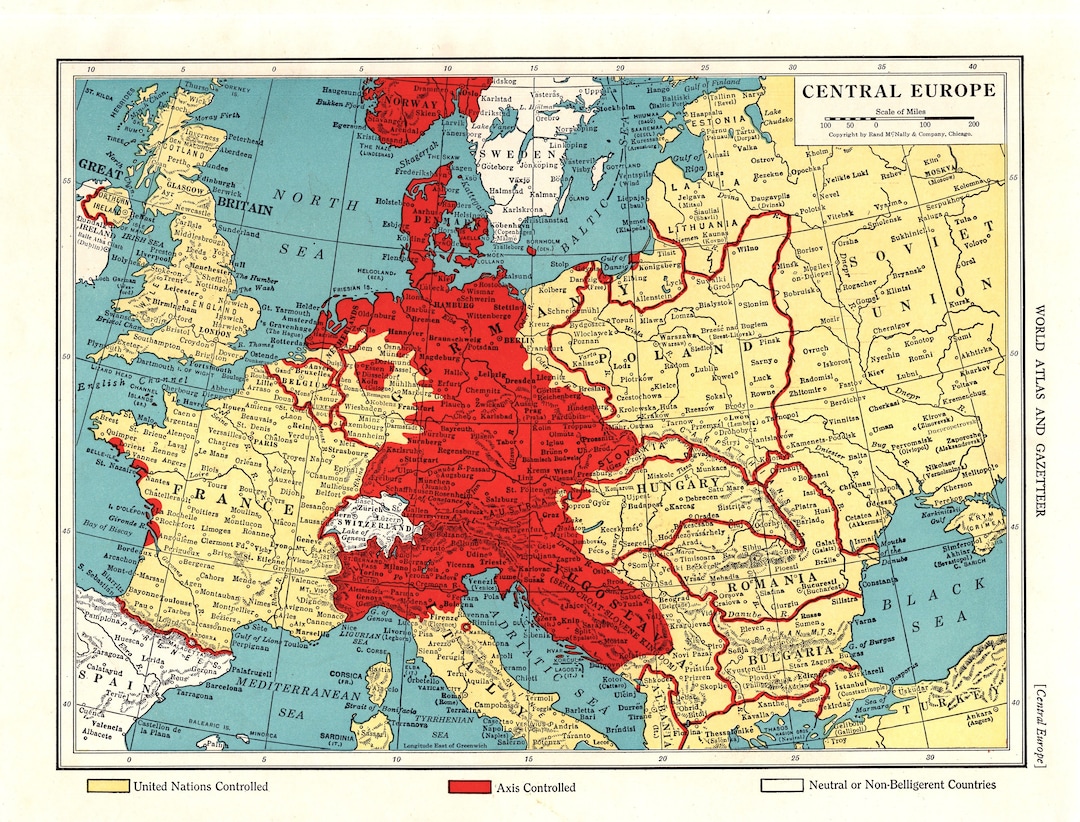1942 Antique Wartime Europe Map Vintage Map of Europe - Etsy Portugal