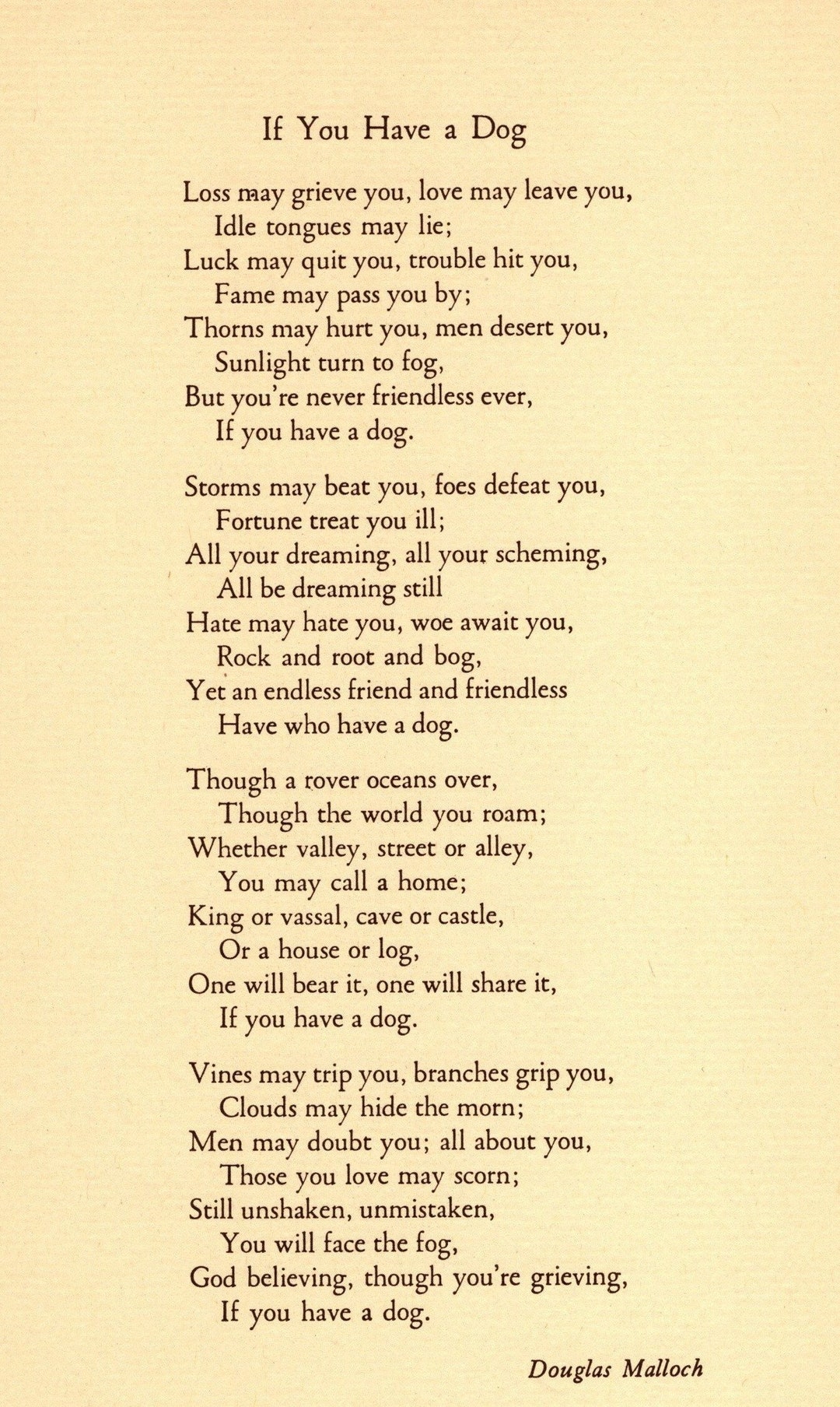 1940s Vintage Dog Poem Poetry Print Douglas Malloch Mans Best Friend ...