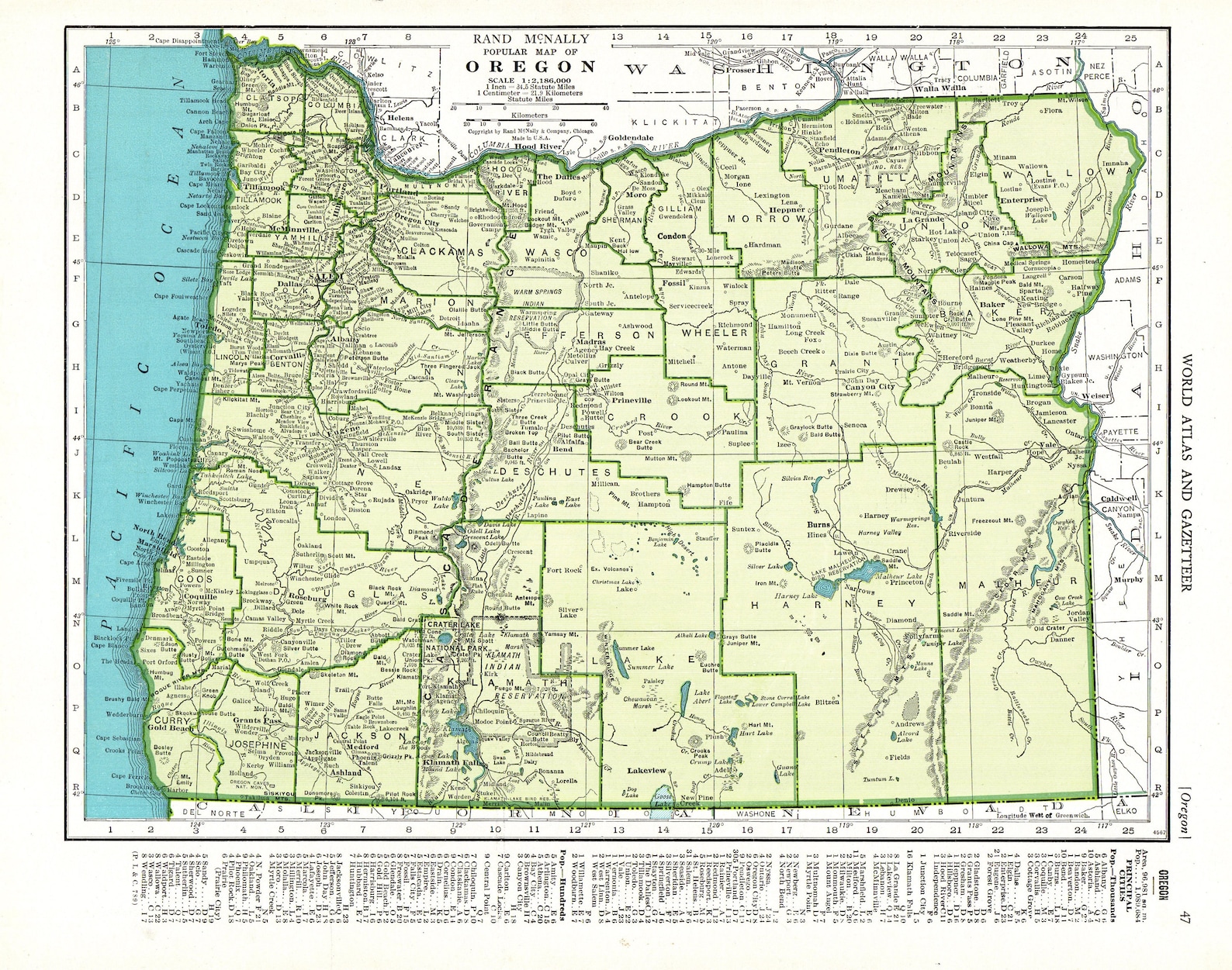 1942 Vintage OREGON Map Antique Map of Oregon State Map - Etsy