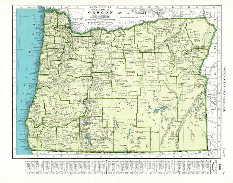 1942 Vintage OREGON Map Antique Map of Oregon State Map - Etsy