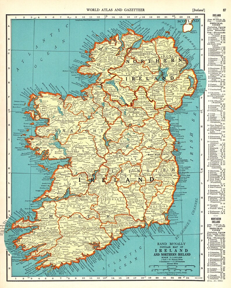 1938 Antique IRELAND Map Vintage Map of Ireland Gallery Wall | Etsy
