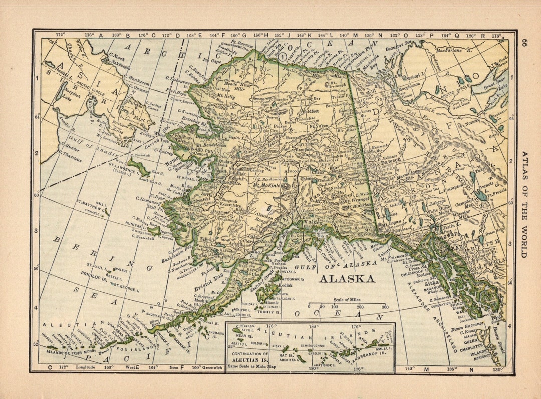 1911 Antique ALASKA State Map Vintage Map of Alaska Gallery Wall ...