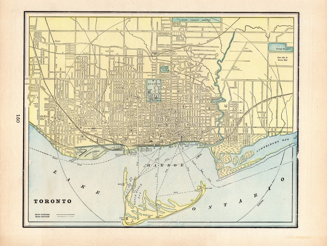 1899 Antique Toronto Canada Street Map George Cram City Map of Toronto ...