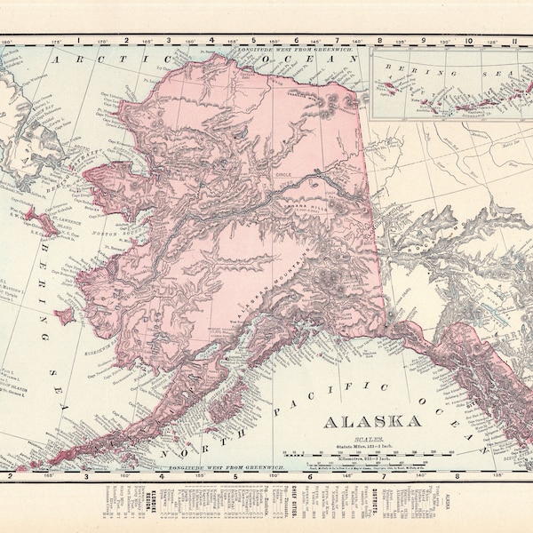 Vintage Alaska Map - Etsy