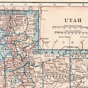 1921 Antique UTAH State Map Vintage Map of Utah Gallery Wall Art Office ...