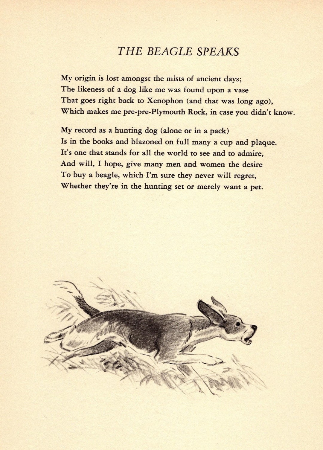1940s Vintage BEAGLE Poetry Print Wall Art Decor Morgan Dennis Beagle ...