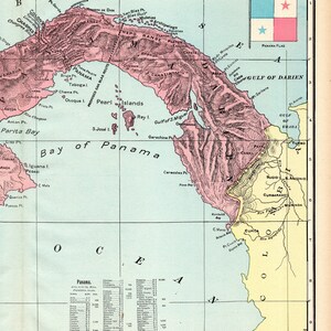 1904 Antique Panama Map George Cram Atlas Map of Panama Gift Gallery ...