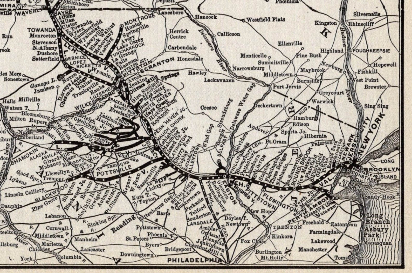 1906 Antique Lehigh Valley Railroad Map Vintage Lehigh Valley | Etsy
